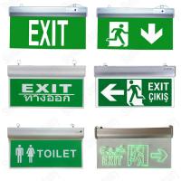 China Automatic Fire Safety Double Sided Green Pictogram Led Emergency Exit Sign Light for sale