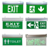 China Wall Mounted Emergency Exit Light Double Side Illuminated LED Indicator Sign for sale