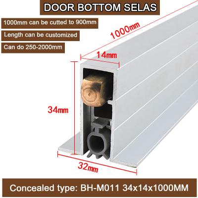 China Concealed T Type Hidden Groove Automatic Drop Down Door Seal With Side Edge 1000mm for sale