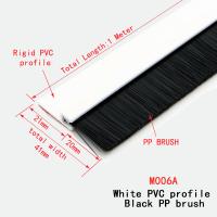 China Self Adhesive Door Bottom Seal Strip White PVC With PP Brush for sale