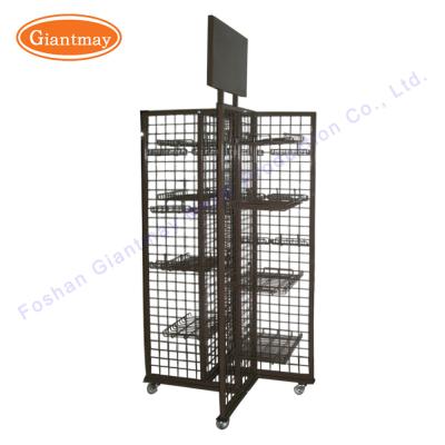 China Stainless Steel Bakery Bread Racks Wire Mesh Retail Display Stand for sale