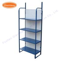 China Supermarket Floor Storage Food Display Stand Pegboard Metal Rack Exhibitor Products for sale