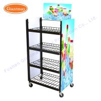China 4 Tiers Metal Rack Beverage Floor Soft Drink Pegboard Store Displays for sale