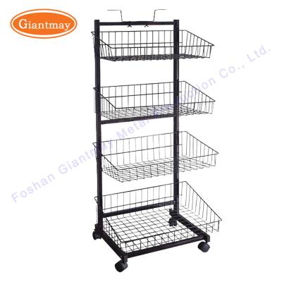 China Retail Potato Chip Floor Shelf Snack Basket Metal Display Rack for sale