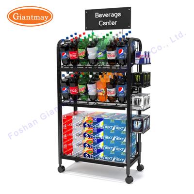 China Commercial Metal Floor Soft Drink Shelf Retail bottle display stand W600*D500*H1500mm for sale