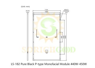 China 440W 182 Pure Black P-Type Monofacial Module Mono PV Solar Panels for sale