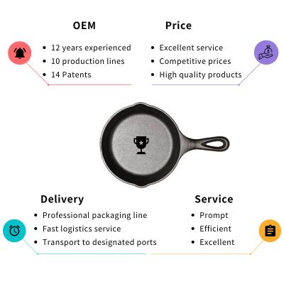 China Pre Seasoned Cast Iron Skillet 26cm Non Stick Frying Pan OEM Custom for sale
