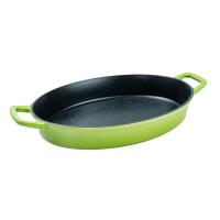China OEM Enameled Cast Iron Oval Casserole Dish 500°F Easy Lift Double Handle for sale