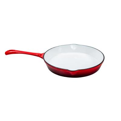 China 8 Inch Enameled Cast Iron Skillet Round Deep Frying Pan Stove Top 20cm for sale