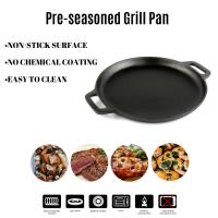 China Pre Seasoned Cast Iron Pizza Pan 30cm 35cm for Grill Oven Stove Top Induction for sale