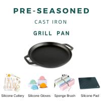 China Pre Seasoned Cast Iron Pizza Pan 30cm 35cm for Grill Oven Stove Top Induction for sale
