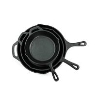 China Pre-Seasoned Cast Iron Skillet Set 3pcs 6 8 10 Inch Long Handle Frying Pan for sale