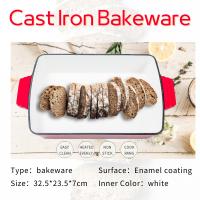 China Thin Wall Cast Iron Roasting Pan Heavy Duty Enamel Coating for sale
