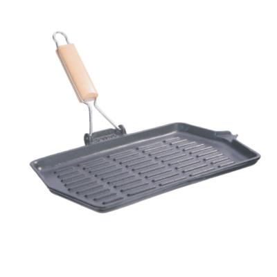 China Non Stick Cast Iron Grill Griddle 13x8 Inch Enameled Cast Iron Grill Pan 500F for sale