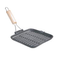 China Square Cast Iron Grill Griddle Stovetop Grill Pan With Folding Handle for sale