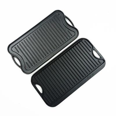 China Pre Seasoned Cast Iron Grill Griddle Non Stick Griddle Pan For BBQ Camping for sale