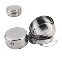 China Easy Clean  Stainless Steel Camping Cookware For Picnic 4pcs/Set for sale