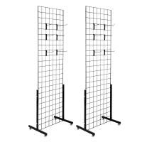 China Silver Steel Metal Wire Grid Wall Panel Mesh Tower Standing With Hook for sale