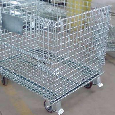 China 1000kg Heavy Duty Wire Mesh Storage Cage with Traction for Warehouse for sale