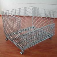 China Galvanized Folding Wire Cage 1.5T Stackable Storage Cages Heavy Duty Steel for sale
