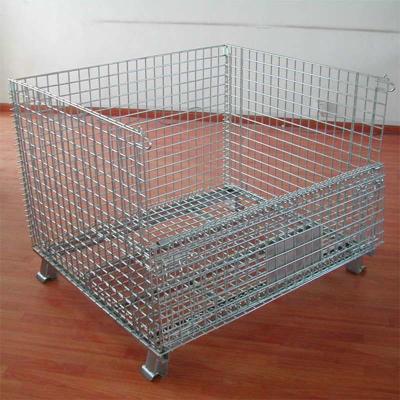 China Galvanized Folding Wire Cage 1.5T Stackable Storage Cages Heavy Duty Steel for sale