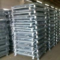 China Galvanized Folding Wire Cage 1.5T Stackable Storage Cages Heavy Duty Steel for sale