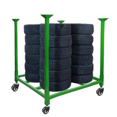 China SGS Green Stackable Tire Rack 2000kg Cold Rolled Steel Custom Size for sale