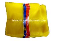 China Yellow HDPE Leno Woven Mesh Bag 5kg-25kg for Ginger Packing with Printed Label for sale