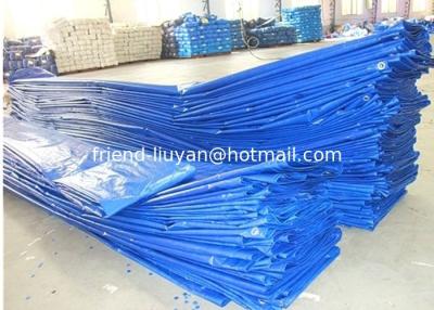 China Blue PE Tarpaulin Sheet 80gsm Heavy Duty Tarp Cover Waterproof UV Resistant 550N Tensile Strength for sale