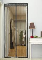 China Magnetic Mosquito Net Door Curtain 100x210cm Black Stripe Polyester Mesh Insect Screen for sale