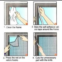 China DIY Polyester Window Mosquito Net Kit with Velcro Hook 18x14 Mesh Fly Screen for sale