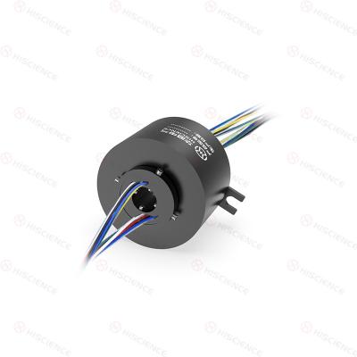 China IP51 Through Bore Slip Ring 12.7mm 6 Circuits 10A 8 Signal 1 Shielded 380VAC for sale