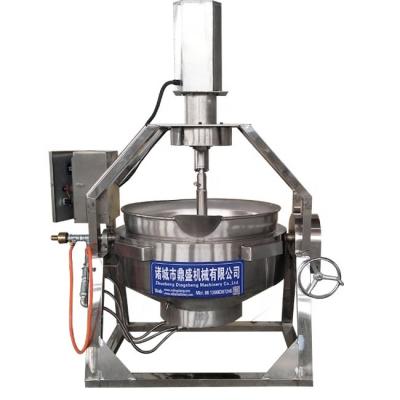 China 500L Food Grade electrical heating  boiling pan Gas heated sandwich pan with mixer Cooking Mixer Pot Jacket Kettle for sale