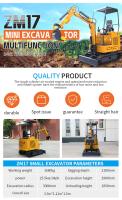 China ZM17 Bagger Compact Hydraulic CE/EPA Certified Mini Excavator for sale
