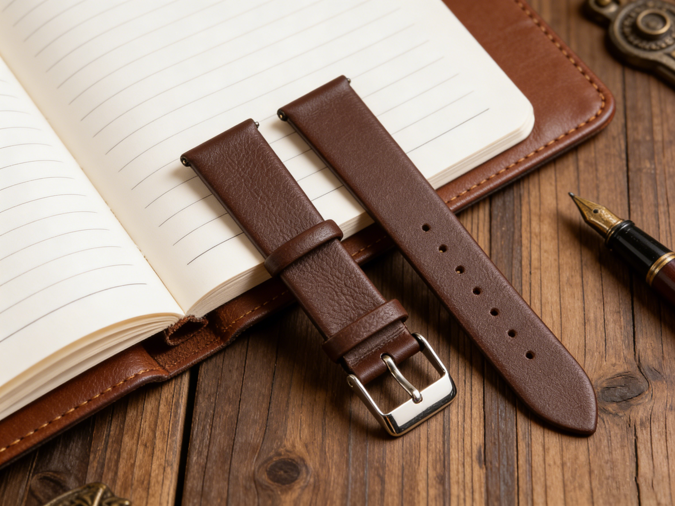 2026 Classic Brown Genuine Leather Strap: Made with traditional tanning, develops patina & softens over use, reflecting premium buyers' preference for craft & long-term value in 2026.