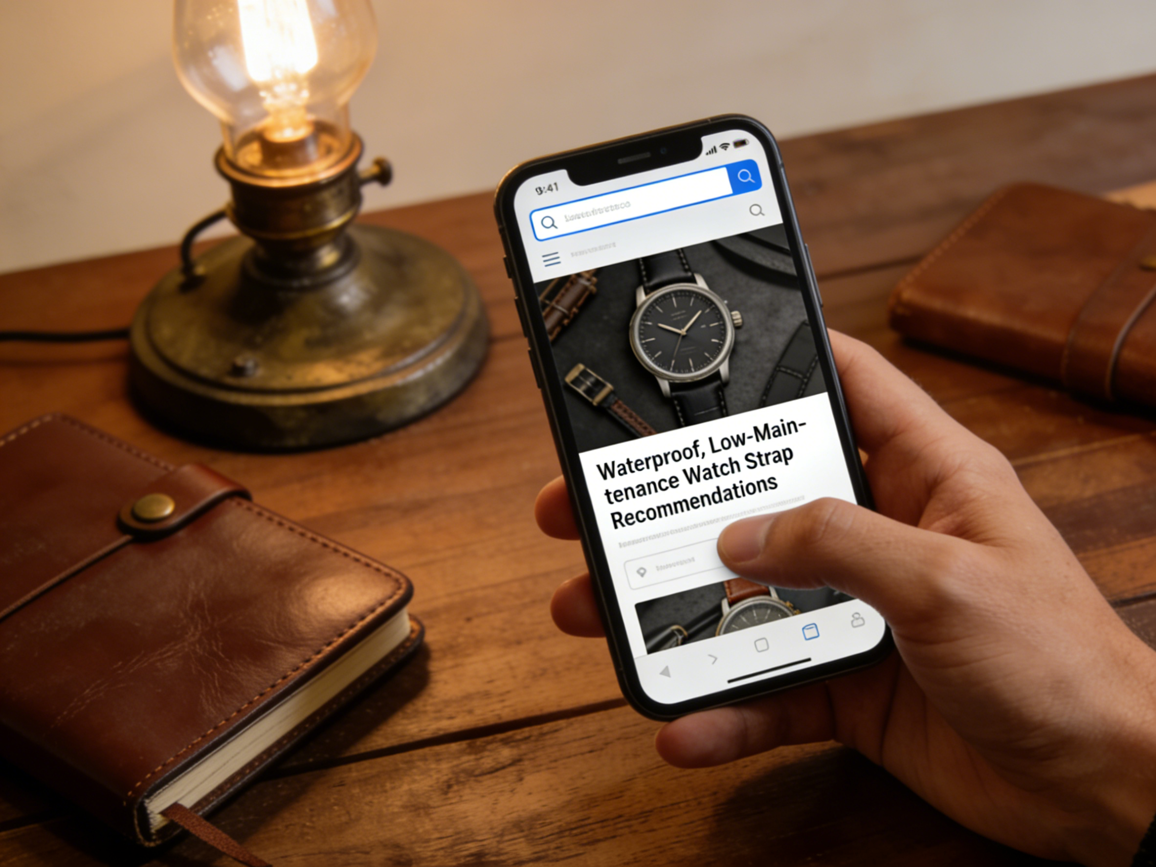 2026 Premium Buyers' Strap Search Scene: Mobile search for "waterproof low-maintenance straps" shows precise demands on material & use cases, matching luxury custom strap trends.
