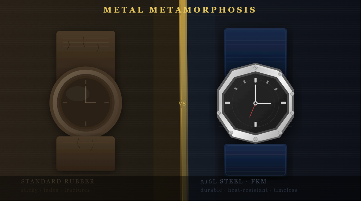 AstroOak steel mod kit transforms your Swatch: 316L case, FKM strap, built to last.