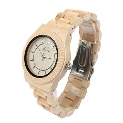 China White Round Small Three-Hand Wooden Quartz Watch · Featuring Japan Miyota PC21 Movement | Customizable Logo - SHX for sale