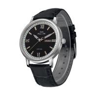 China SHX Classic Black Quartz Watch · 40mm Dial Diameter With Leather Strap And Buckle for sale