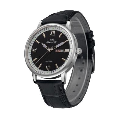 China SHX Classic Black Quartz Watch · 40mm Dial Diameter With Leather Strap And Buckle for sale
