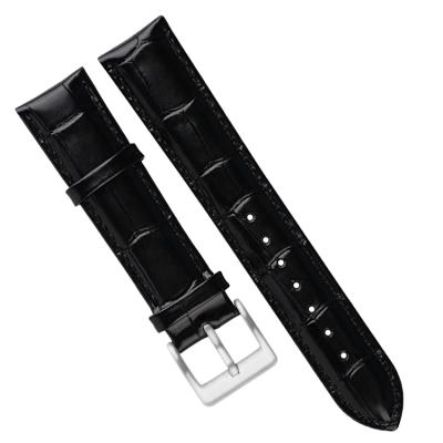 China Obsidian Black Alligator Pattern Genuine Leather Strap for sale