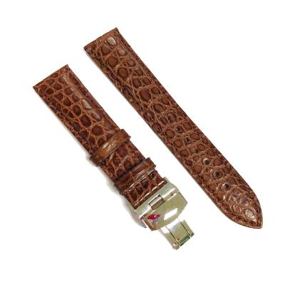 China Genuine Alligator Leather Watch Strap With Butterfly Clasp for sale