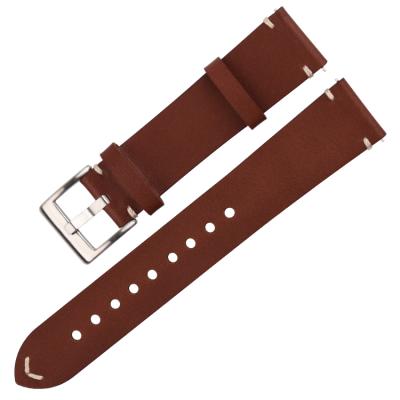 China 22mm Classic Brown Leather Watch Strap for sale