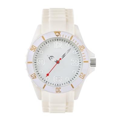 China Elegant White/Vibrant Hot Pink Silicone Wristwatch-Subtle Gold Trim for sale