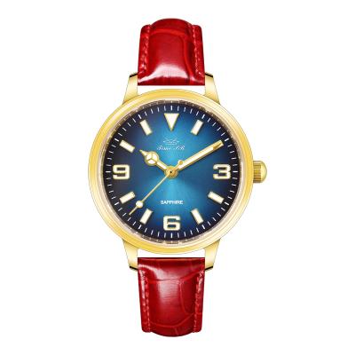 China Sapphire Crystal Watch-Bright Red Alligator Leather Strap for sale
