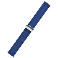 China Premium Blue Grooved Silicone Watch Strap with Safety Clasp for sale