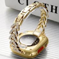 China The 'Luxe Chevron' Diamond-Studded Alloy Watch Band for sale