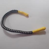 China Polyester Black Braided Drawstring Cord Round Silicone Head for sale