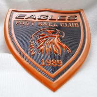 China Stamp Embossed Shape Heat Transfer TPU Badge For Team Apparel for sale