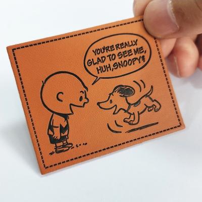 China Wholesale Customize Embossed Leather Patch  PU Leather Patches Embossed Garment Labels for sale